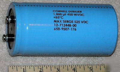 Cornell electrolytic capacitor 1800 uf 450 vdc 525 vdc
